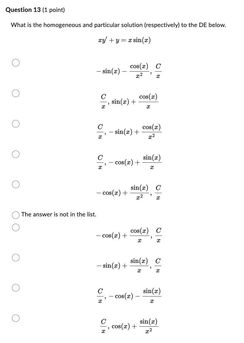 Solved Question 13 (1 ﻿point)What is the homogeneous and | Chegg.com