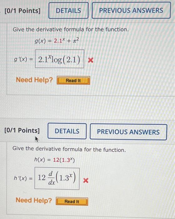 Solved Give the derivative formula for the function. | Chegg.com
