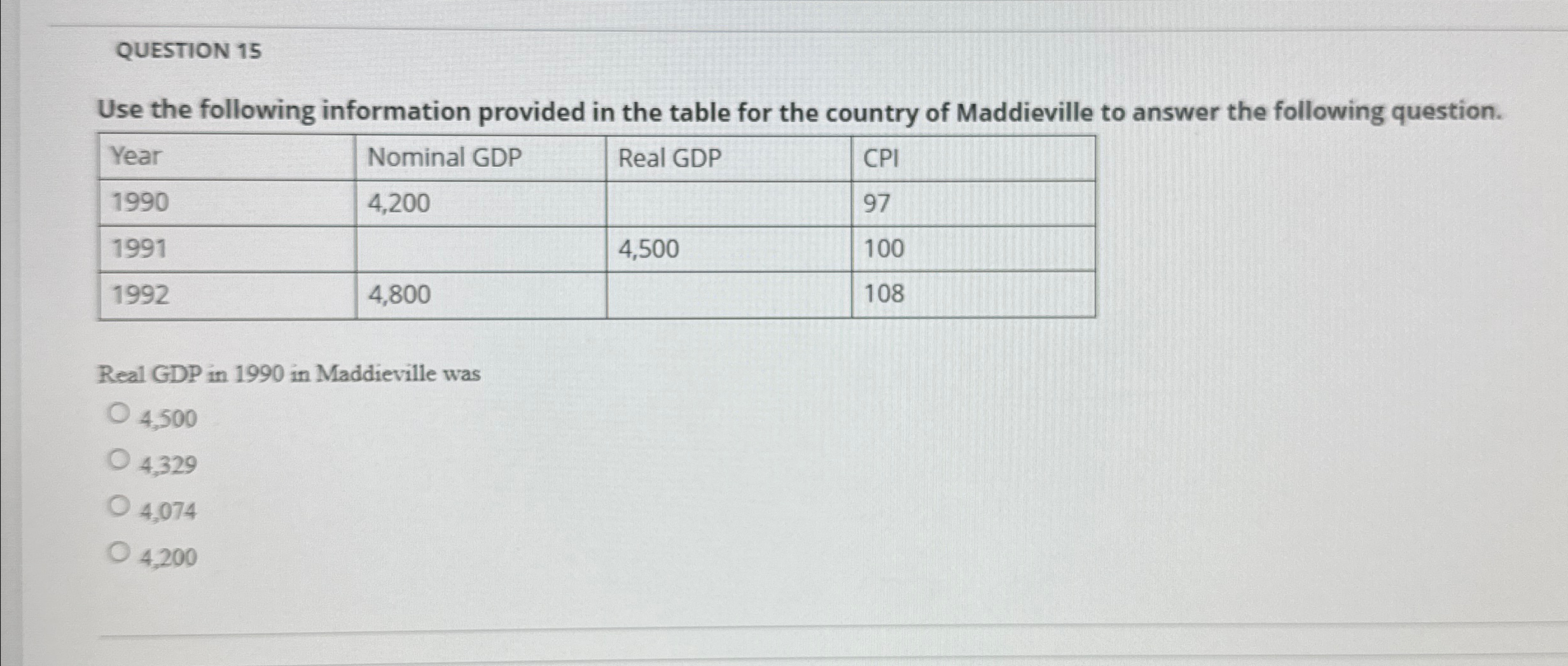 Solved QUESTION 15Use the following information provided in | Chegg.com