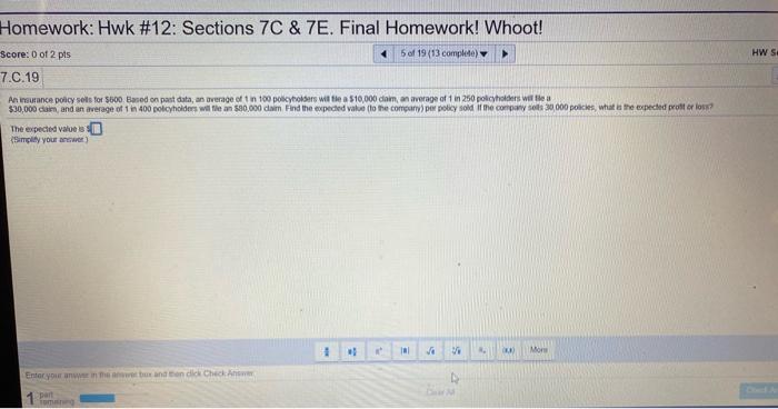 Solved HWS Homework: Hwk #12: Sections 7C & 7E. Final | Chegg.com