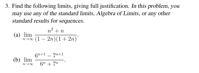 Solved 3. Find the following limits, giving full | Chegg.com