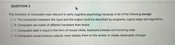 Solved The invention of computers was relevant to early | Chegg.com