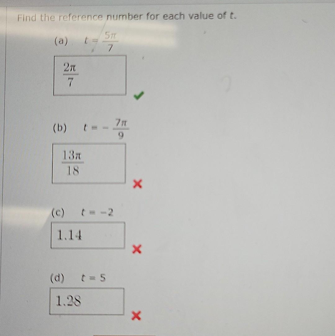Solved Find the reference number for each value of t. (a) | Chegg.com