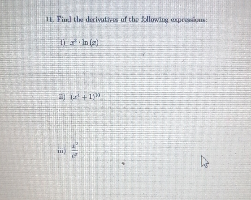 Solved Find the derivatives of the following | Chegg.com