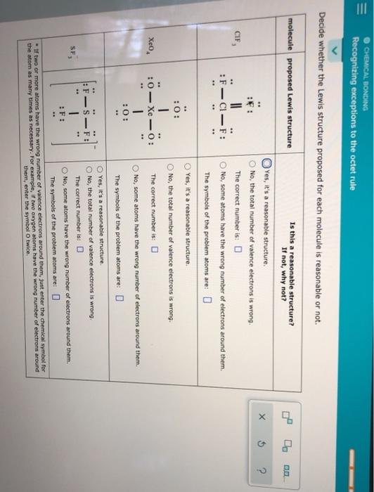 Solved CHEMICAL BONDING Recognizing exceptions to the octet | Chegg.com