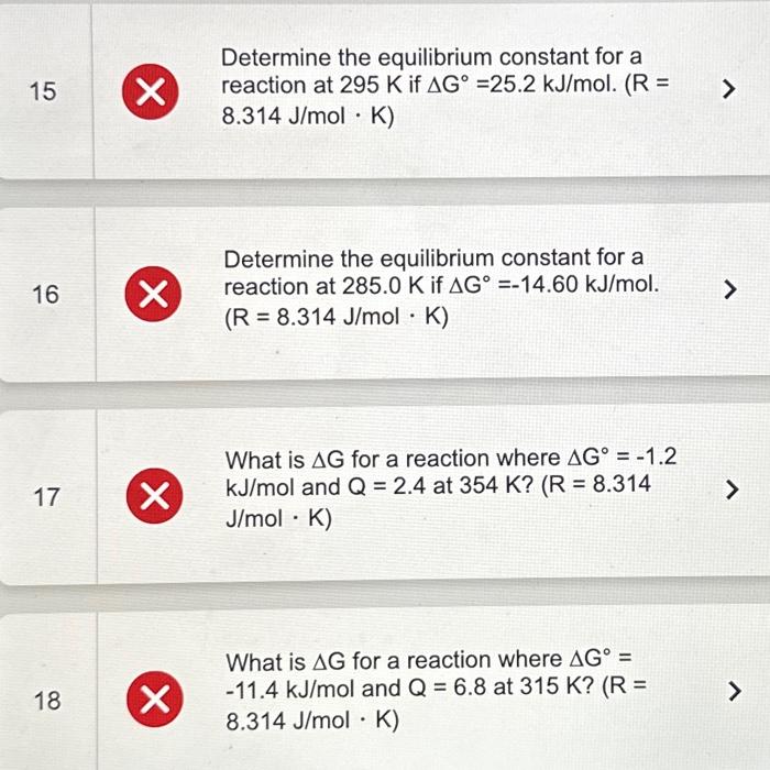 Solved Determine the equilibrium constant for a reaction at | Chegg.com