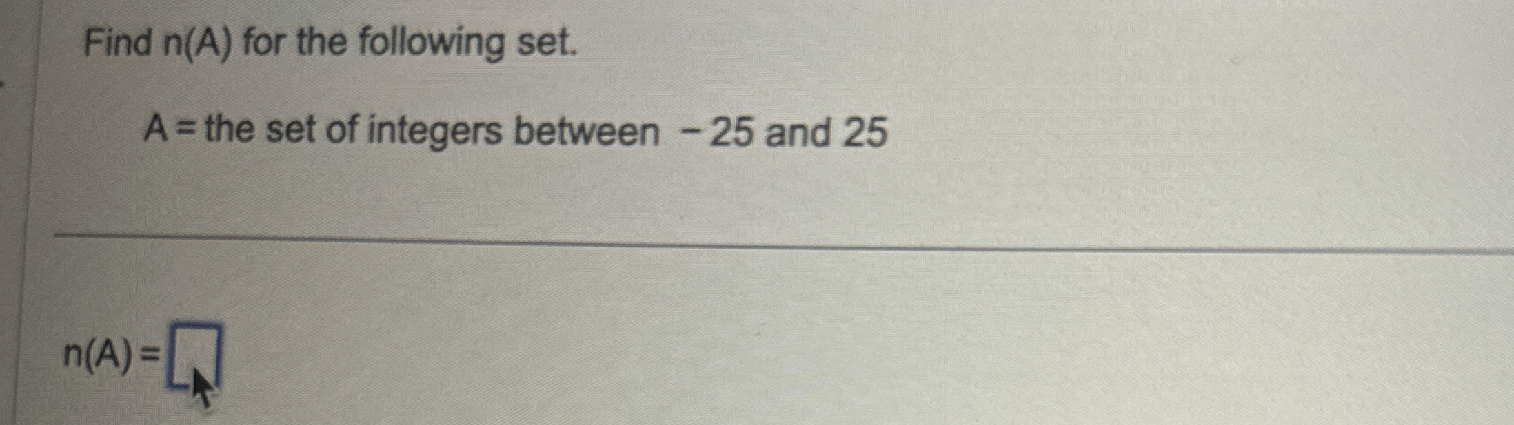 Solved Find n(A) ﻿for the following set.A= ﻿the set of | Chegg.com