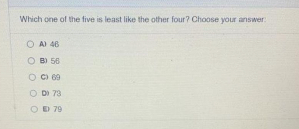 Solved Which one of the five is least like the other four? | Chegg.com