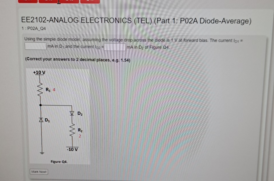Solved EE2102-ANALOG ELECTRONICS (TEL) (Part 1: P02A | Chegg.com