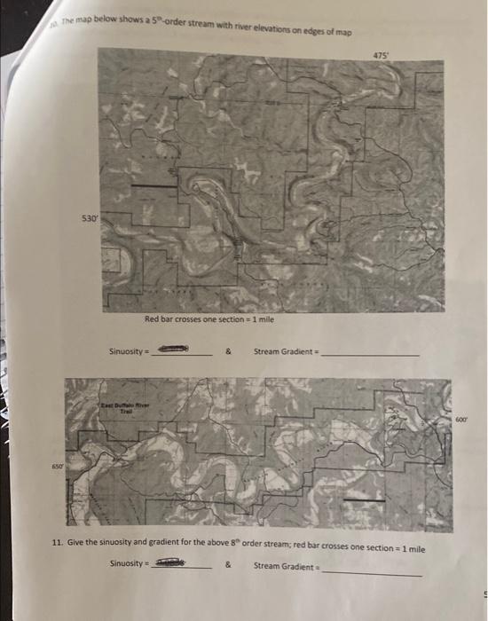 Solved The map below shows a third-order stream with river | Chegg.com
