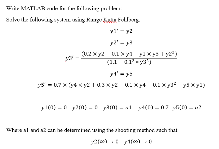 Solved Write Matlab Code For The Following Problem Solve The