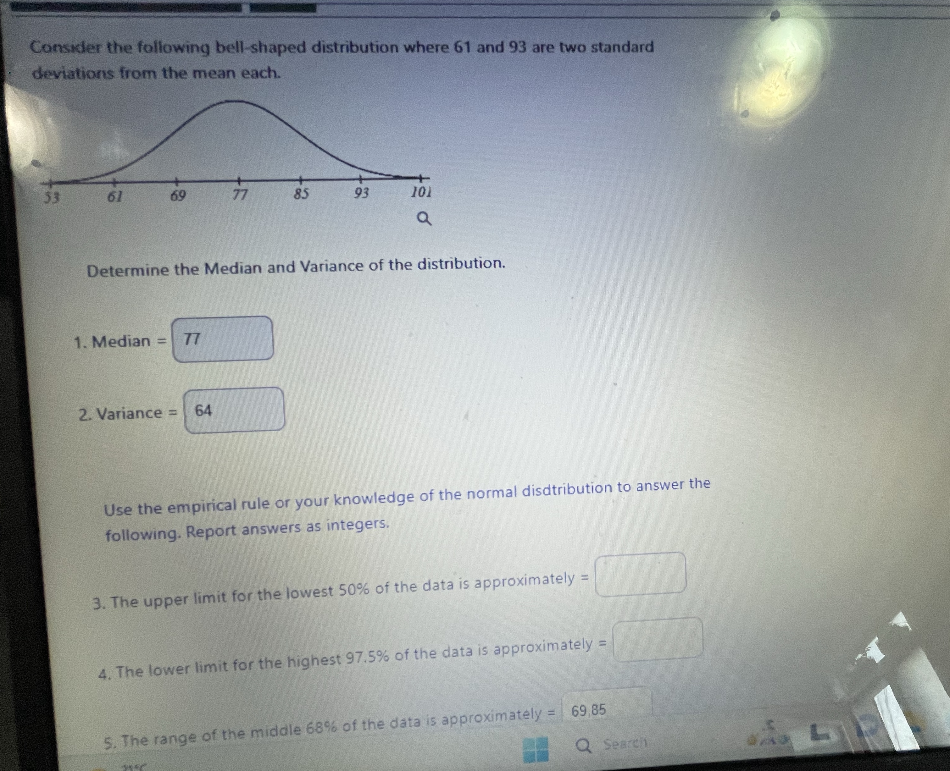 Solved Consider the following bell-shaped distribution where | Chegg.com