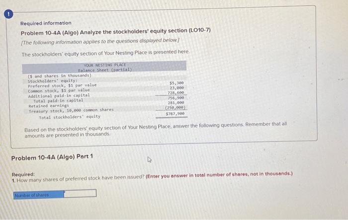 Solved Required informetion Problem 10.4A (Algo) Analyze the | Chegg.com