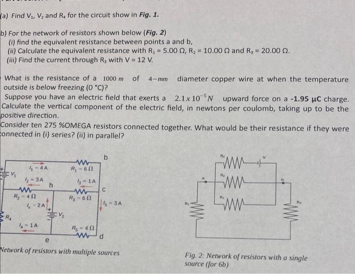 Solved (a) Find V1,V2 and R4 for the circuit show in Fig. 1. | Chegg.com