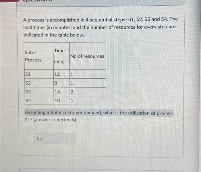 Solved A process is accomplished in 4 sequential steps- S1, | Chegg.com