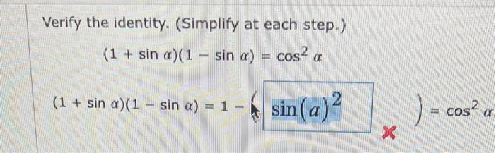 Solved Verify the identity. (Simplify at each step.) | Chegg.com