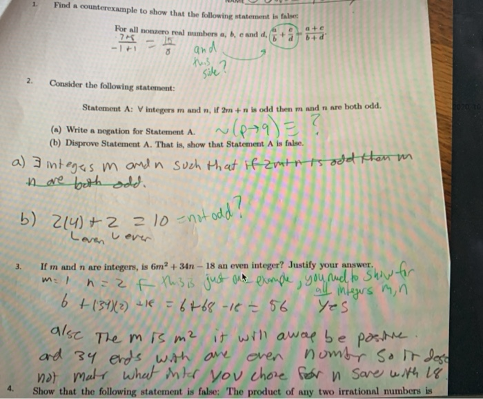 Solved NAME 1. Find a counterexample to show that the | Chegg.com