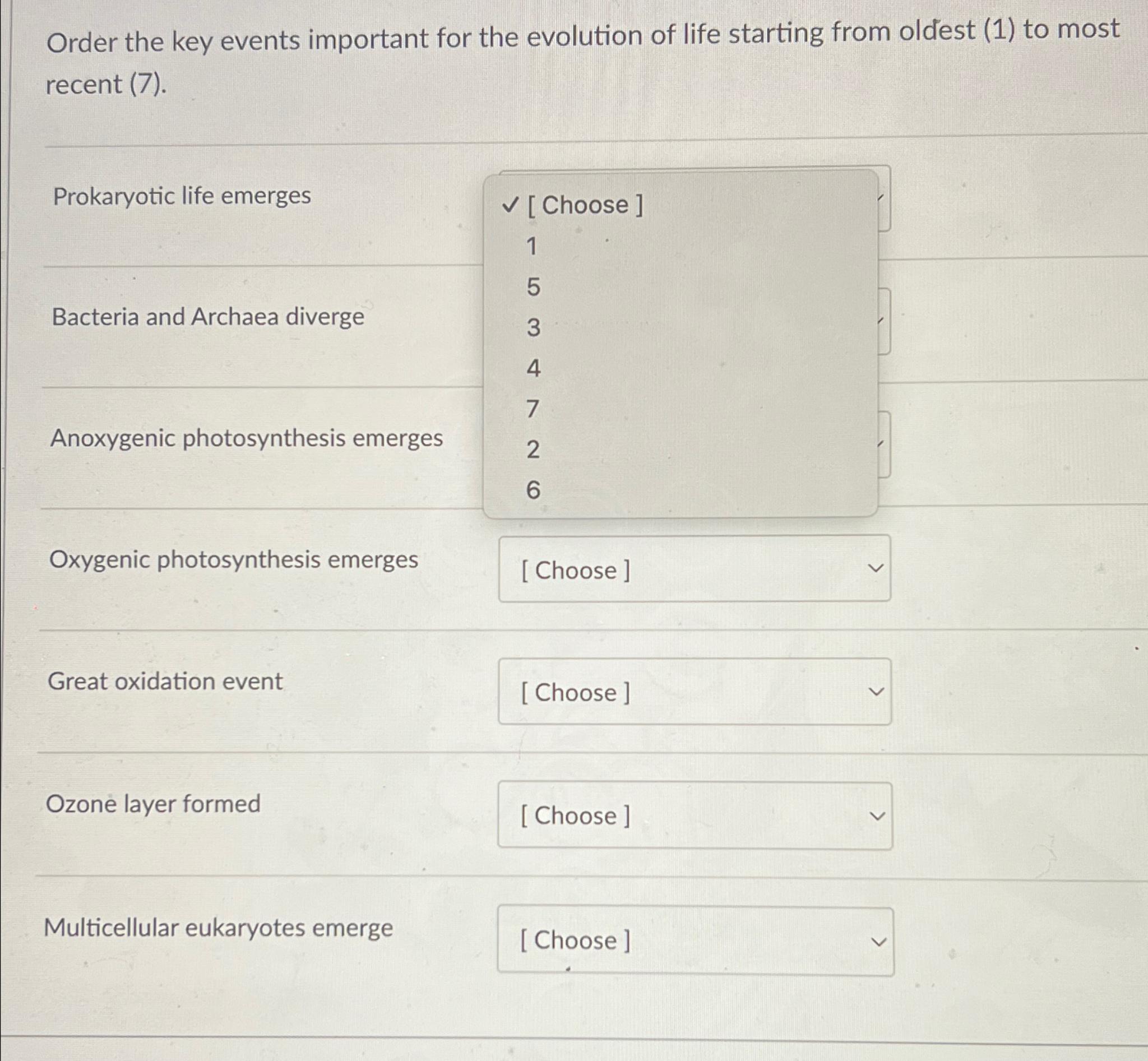 Solved Order the key events important for the evolution of | Chegg.com