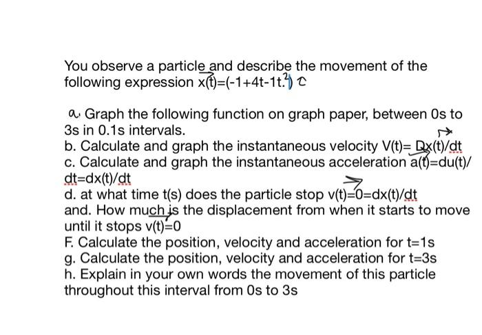 Solved You observe a particle and describe the movement of | Chegg.com