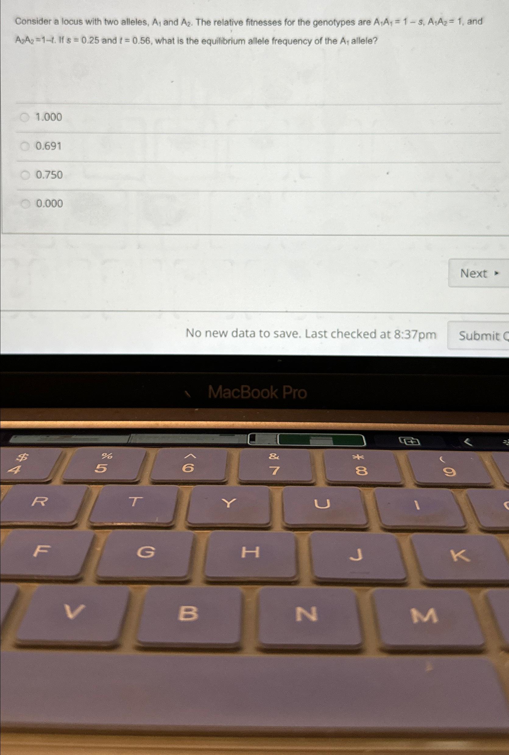 Solved Consider a locus with two alleles, A1 ﻿and A2. ﻿The | Chegg.com