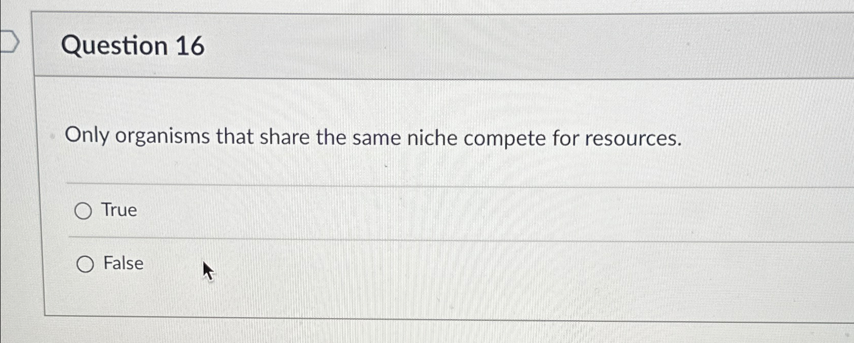 Solved Question 16Only organisms that share the same niche | Chegg.com