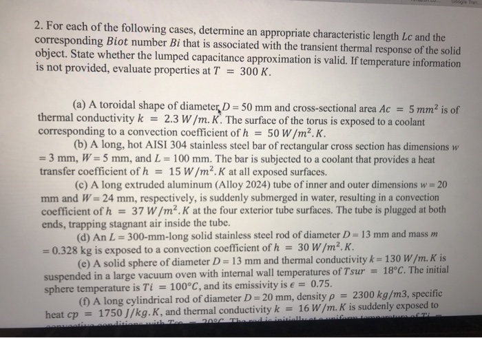 Solved ... Google Tran 2. For each of the following cases, | Chegg.com