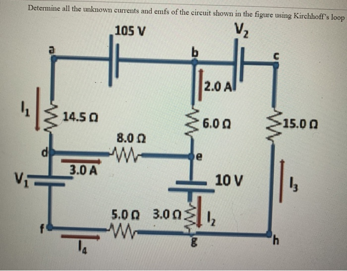 Solved determine all the unknown currents and emfs of the | Chegg.com