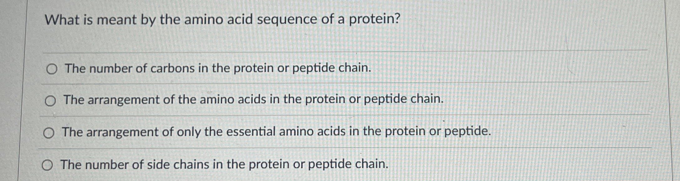Solved What is meant by the amino acid sequence of a | Chegg.com