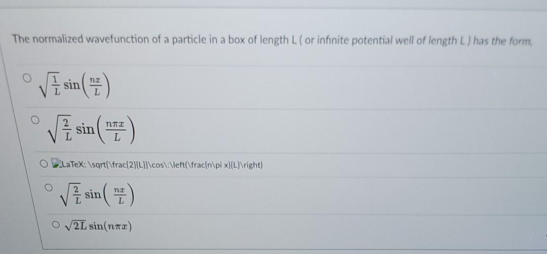 Solved The normalized wavefunction of a particle in a box of | Chegg.com