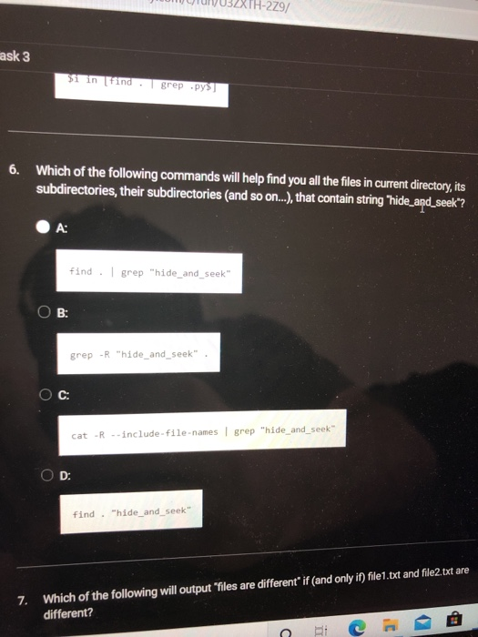 Solved 79 Ask 3 51 In Mind Grep py 6 Which Of The Fol