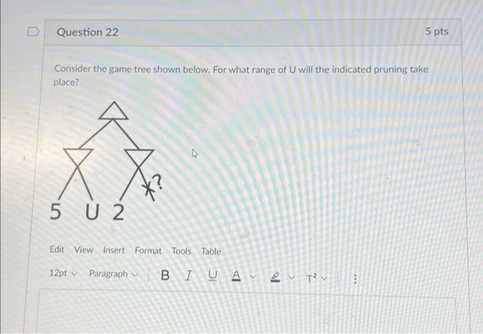 Solved Consider the game tree shown below. For what range of | Chegg.com