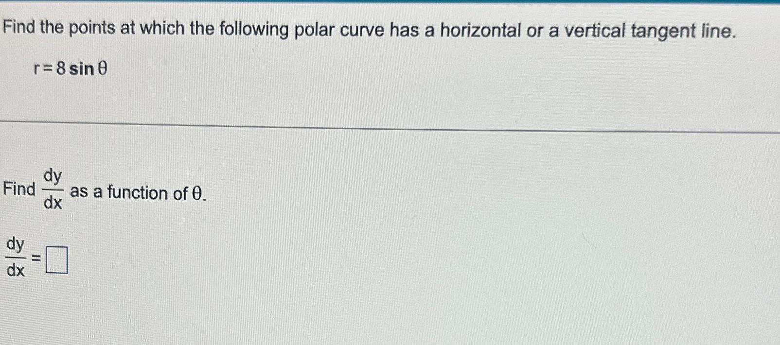 Solved Find the points at which the following polar curve | Chegg.com