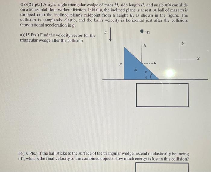 Solved Q2-(25 pts) A right-angle triangular wedge of mass M, | Chegg.com