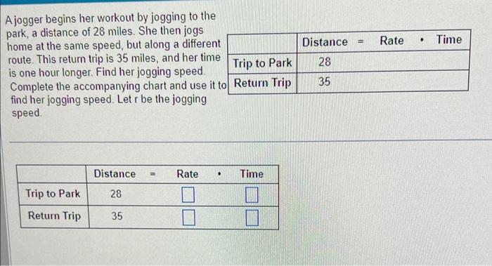 Solved A jogger begins her workout by jogging to the park, a | Chegg.com