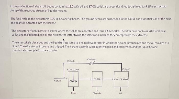Solved In the production of a bean oil, beans containing | Chegg.com