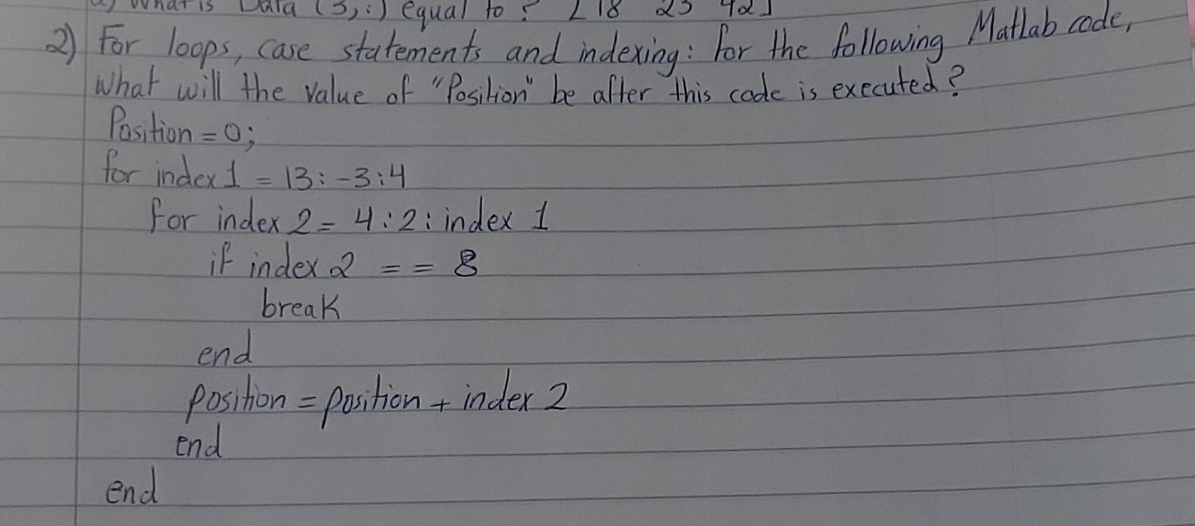 Solved 2 For Loops Case Statements And Indexing For The 