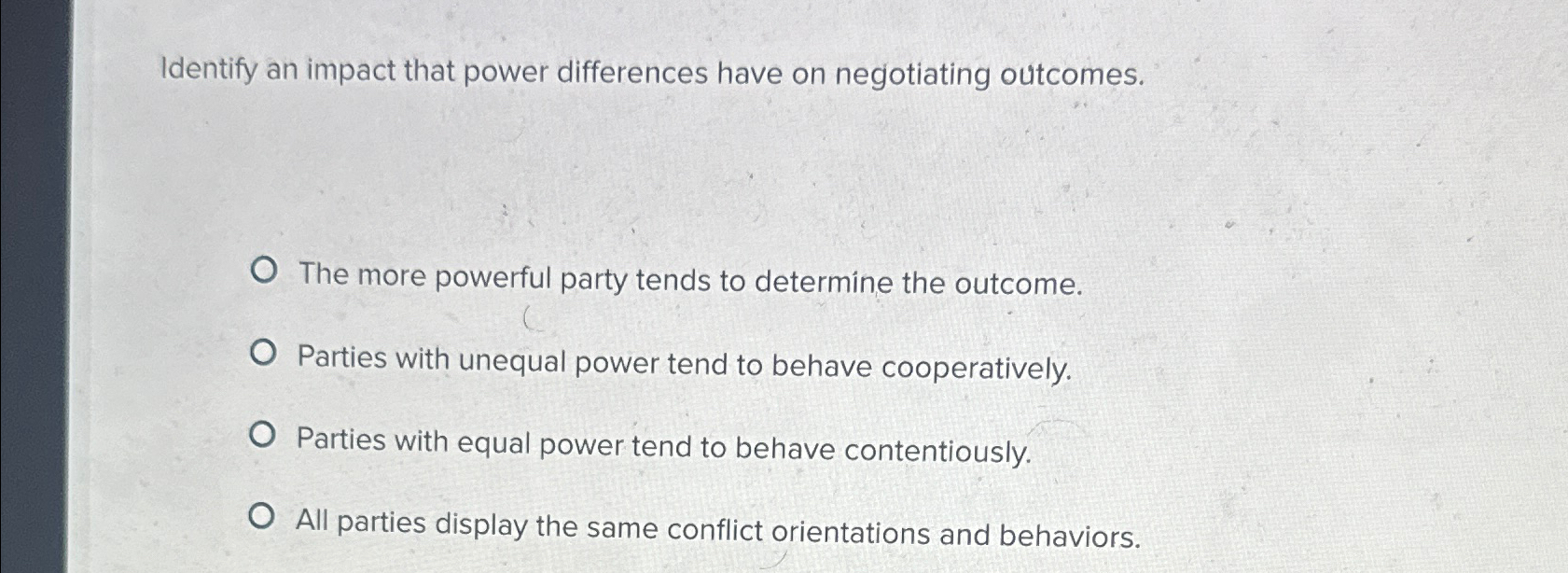 Solved Identify an impact that power differences have on | Chegg.com