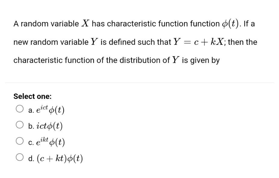 Solved A random variable X has characteristic function | Chegg.com
