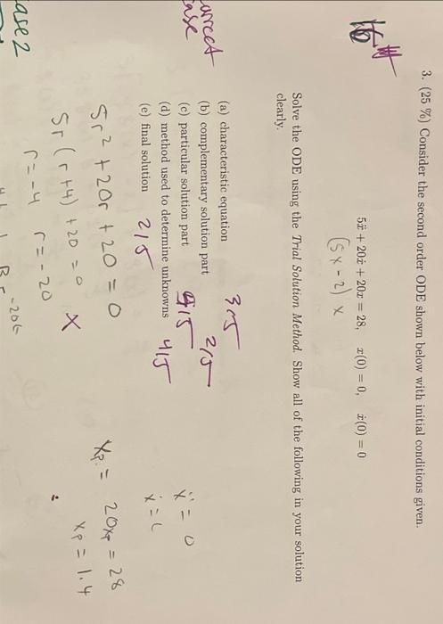 Solved (25 \%) Consider the second order ODE shown below | Chegg.com