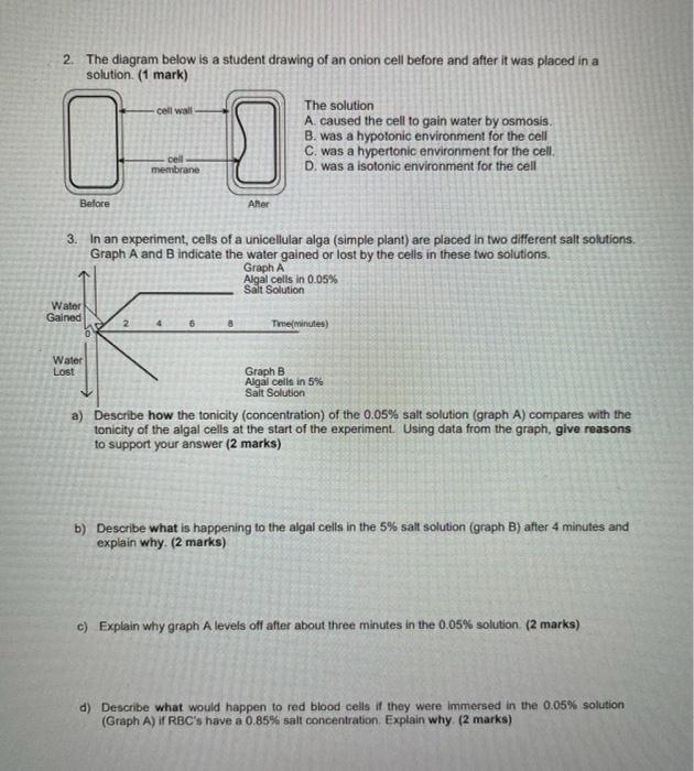 Solved 134 Tonicity Lab In order to demonstrate | Chegg.com