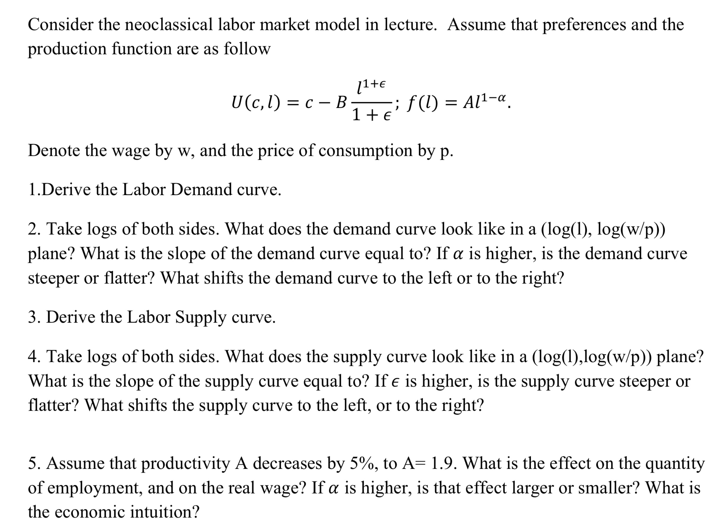 Solved Consider the neoclassical labor market model in | Chegg.com