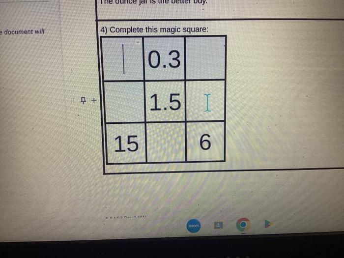 document will 4) Complete this magic square: | Chegg.com