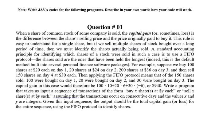 Solved Note: Write JAVA codes for the following programs. | Chegg.com