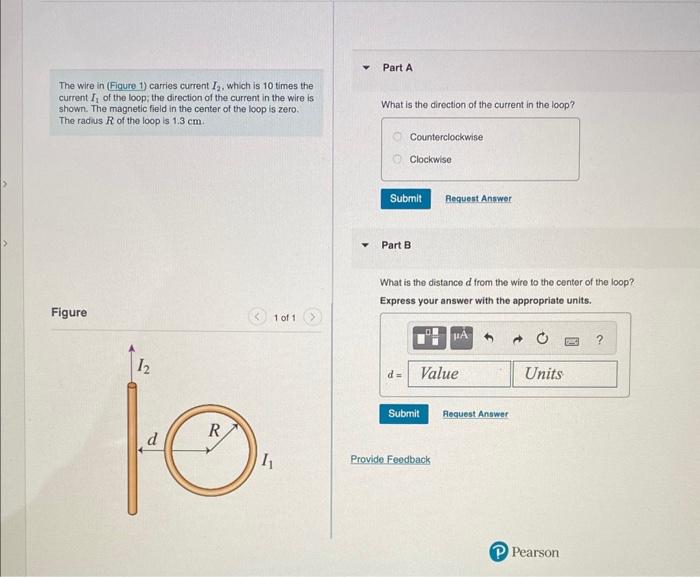 Solved The wire in (Fiqure 1) carries current I2. Which is | Chegg.com