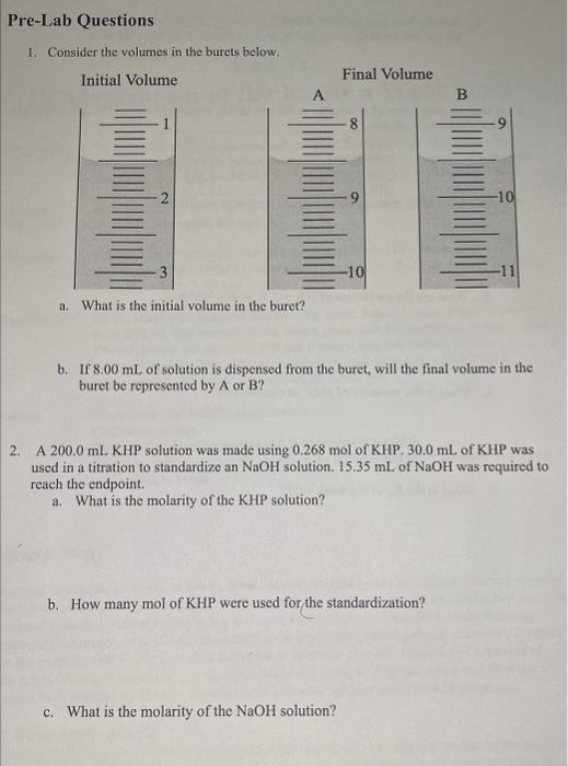 Solved 1. Consider the volumes in the burets below. Initial | Chegg.com