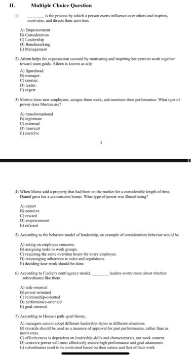 Solved II. Multiple Choice Question 1). is the process by | Chegg.com