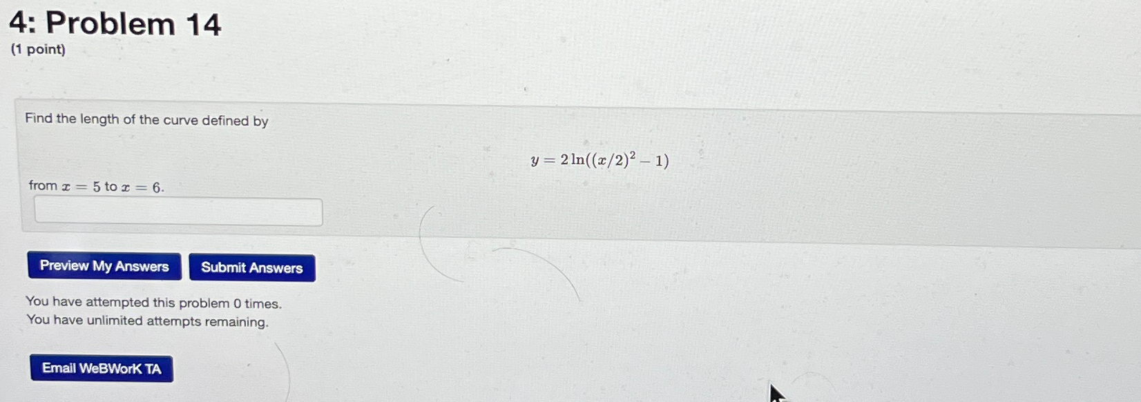 Solved 4: Problem 14(1 point)Find the length of the curve | Chegg.com Solved 4: Problem 14(1 point)Find the length of the curve | Chegg.com