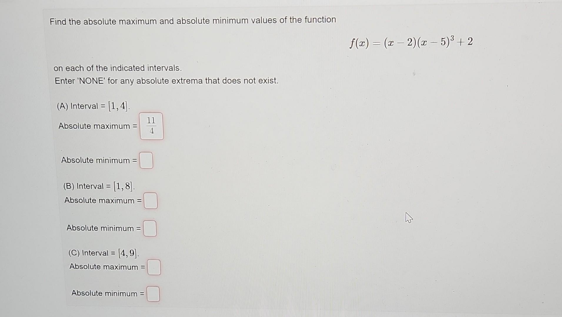 Solved Find The Absolute Maximum And Absolute Minimum Values 2761