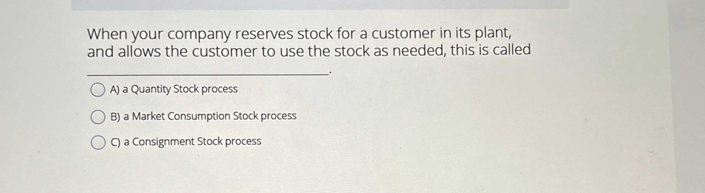 Solved When your company reserves stock for a customer in | Chegg.com