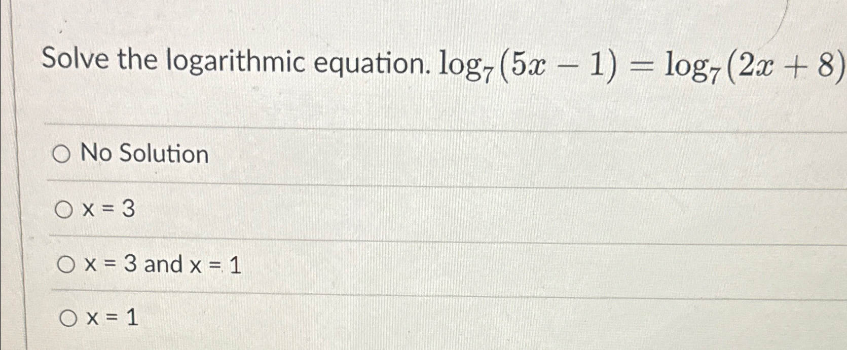 Solved Solve the logarithmic equation. | Chegg.com